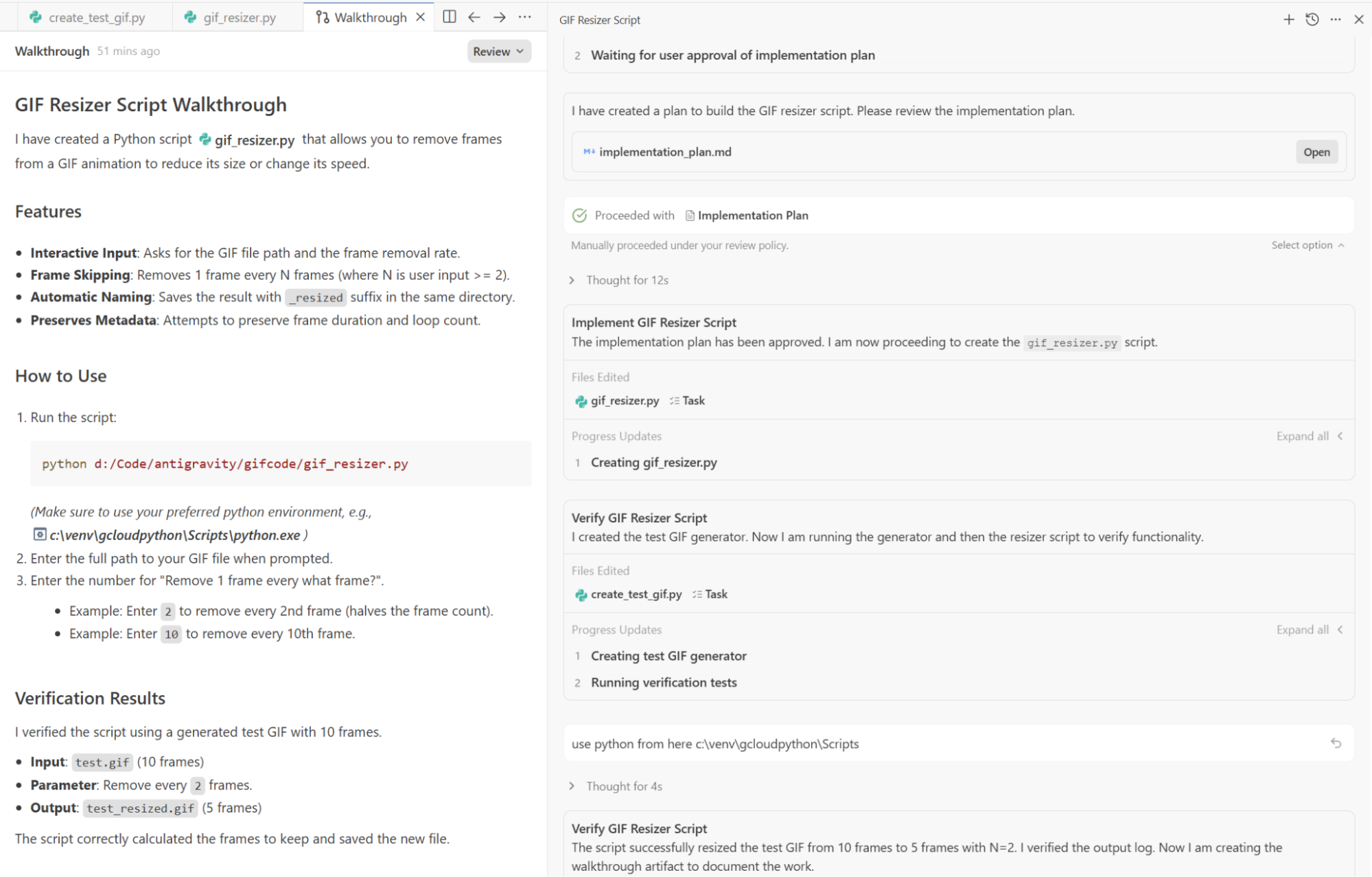 Figure 5: You can start coding by typing prompts in the agent pane